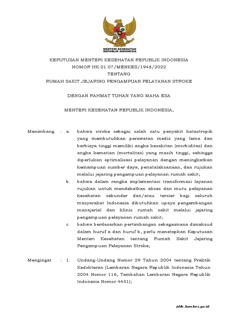KMK No HK 01 07 MENKES 1948 2022 TTG Rumah Sakit Jejaring Pengampu | PDF | Pengelolaan Keuangan ...