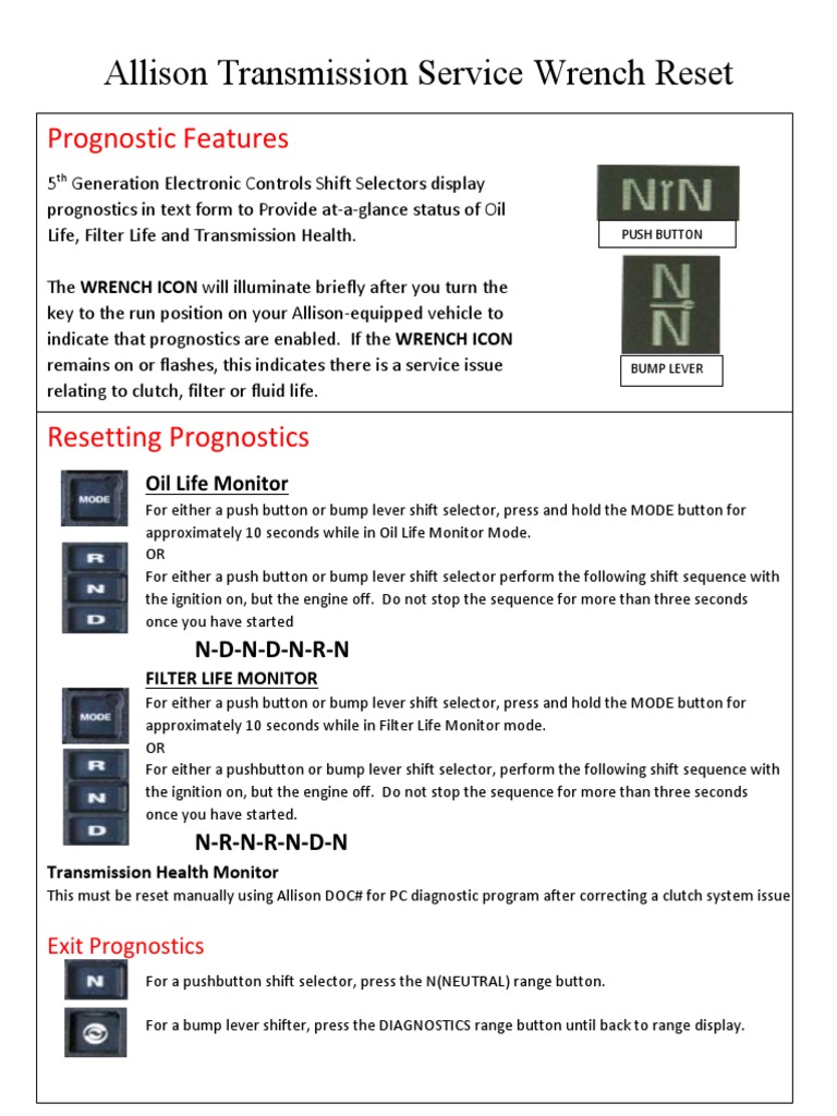 Allison Transmission Service Reset | PDF