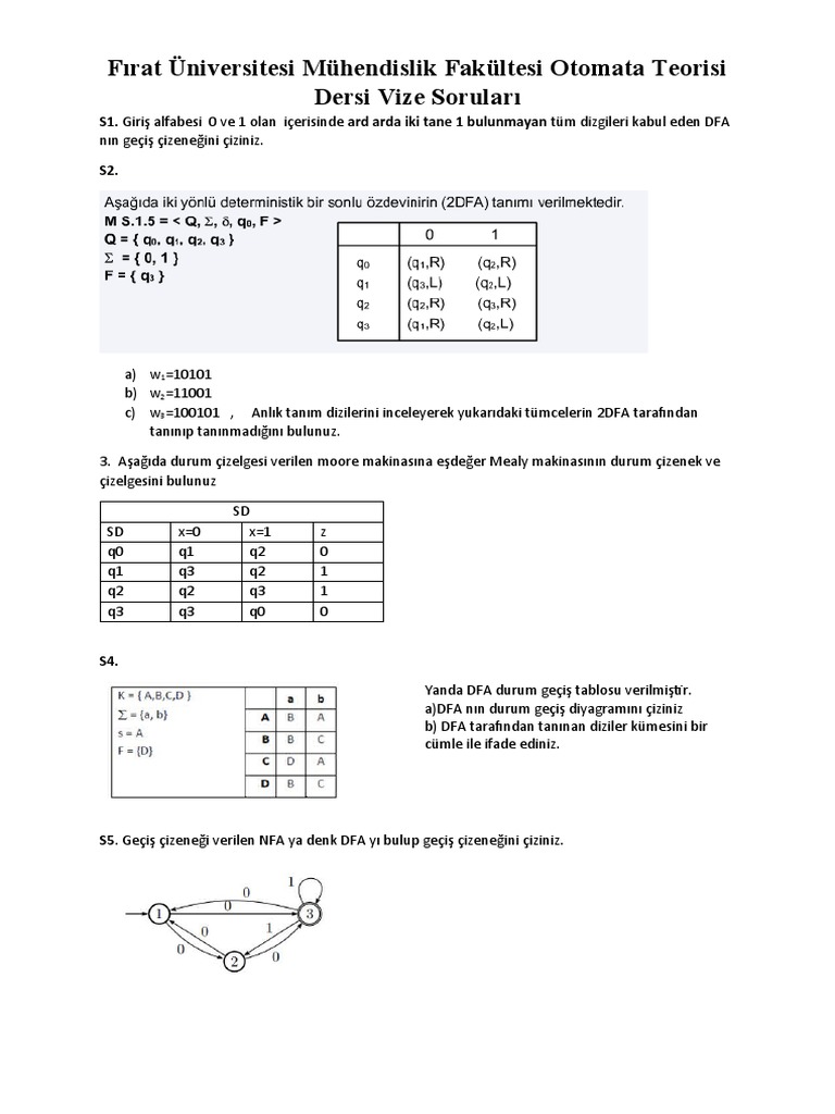 Otomata Teorisi Sınav | PDF