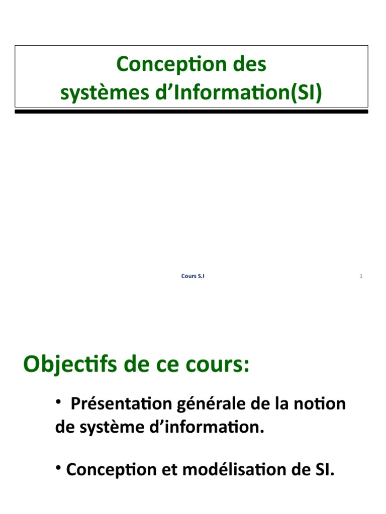 Conception et Modélisation des Systèmes d'Information | PDF | Système d ...
