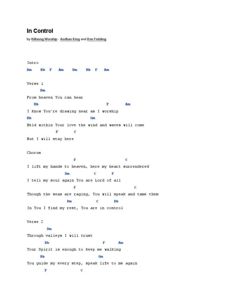 In Control - Hillsong Worship Chords | PDF