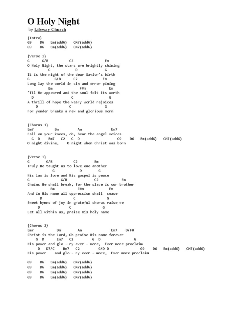 O Holy Night Lyrics and Chords | PDF