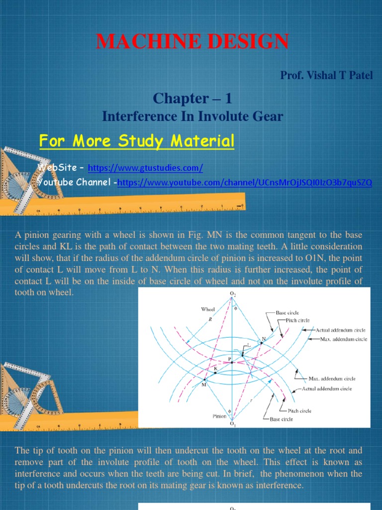 MD - Chapter 01 - Interference in Involute Gear | Download Free PDF | Gear | Mechanical Engineering