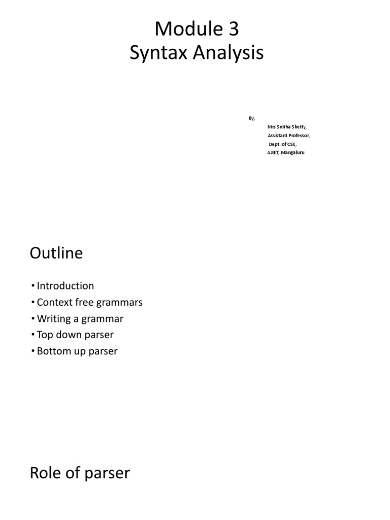 MODULE 3 - Syntax Analysis | PDF | Parsing | Software Engineering