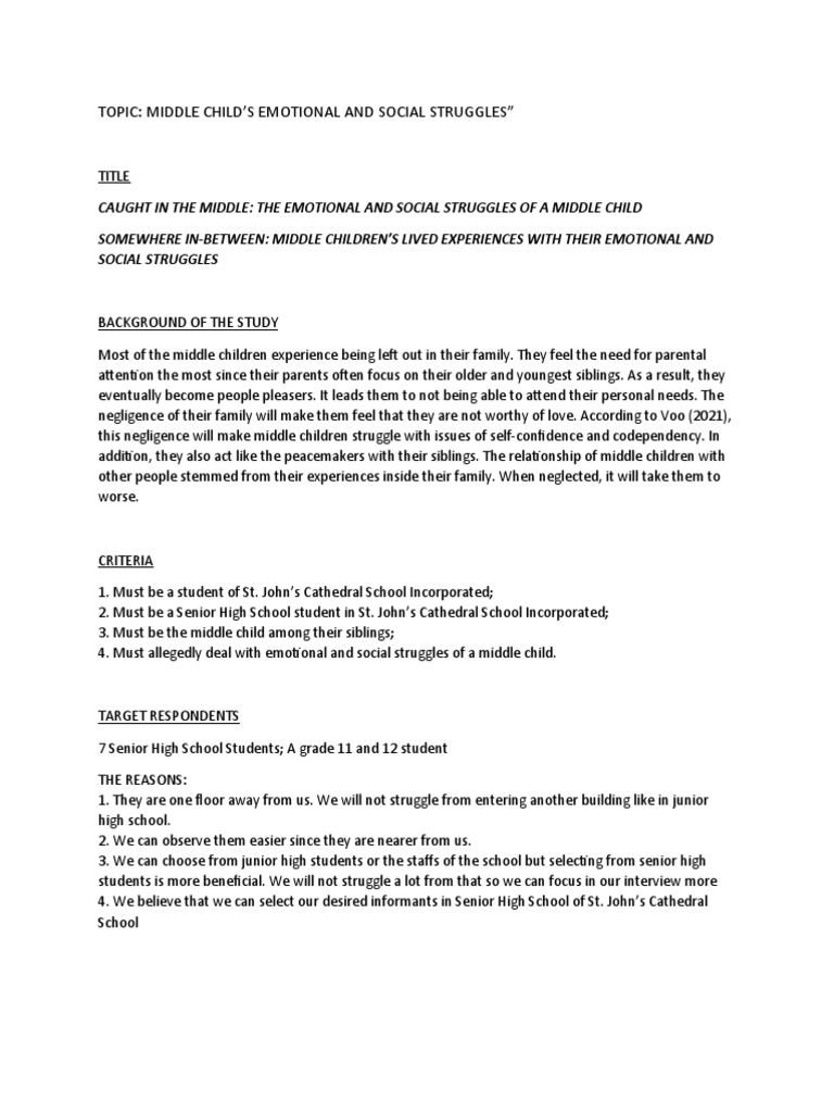 Group 2-HUMSS 2 SET A-MIDDLE CHILD TOPIC | PDF