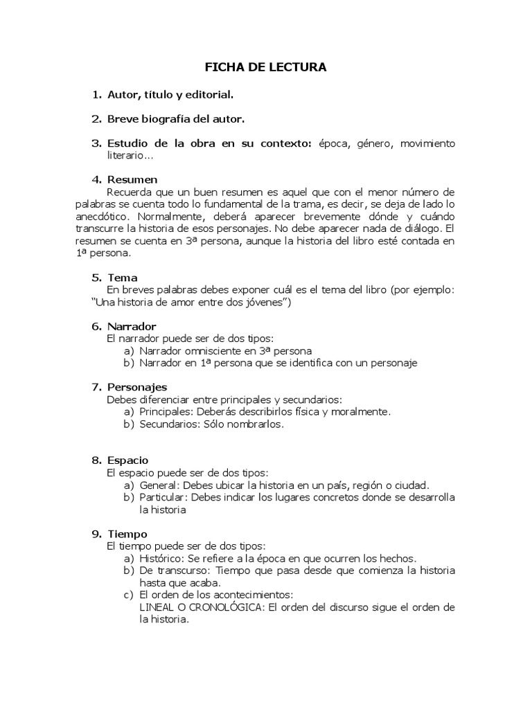 Guía para la elaboración de una ficha de lectura | PDF
