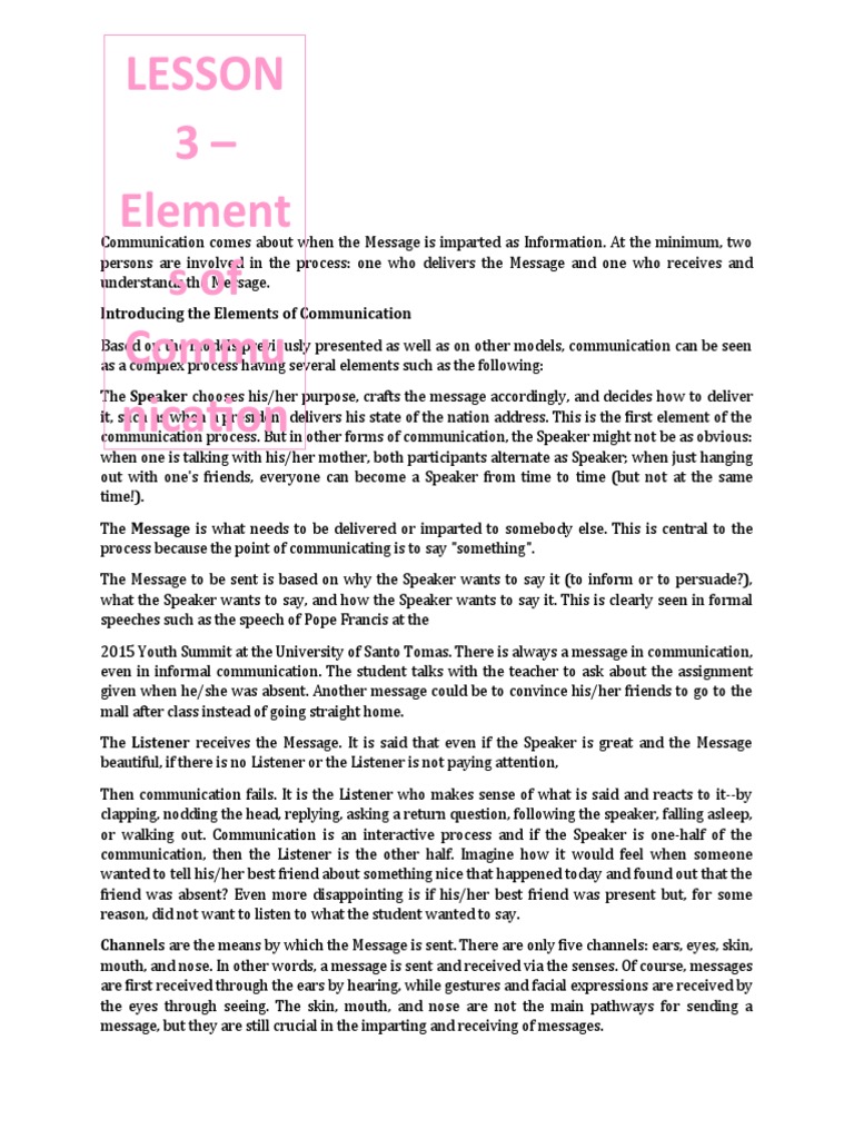 Elements of Communication | PDF | Communication | Cognition