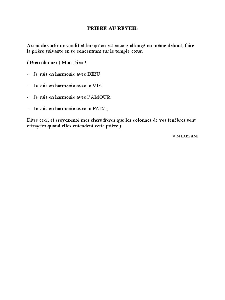 Prière Matinale au Réveil | PDF