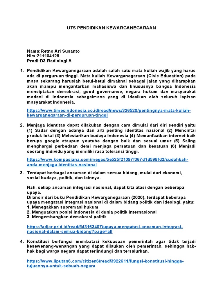 Retno Ari Susanto - 211104128 - D3 Radiologi A | PDF