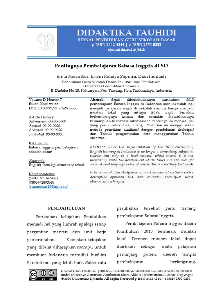 Pentingnya Pembelajaran Bahasa Inggris Di SD | PDF