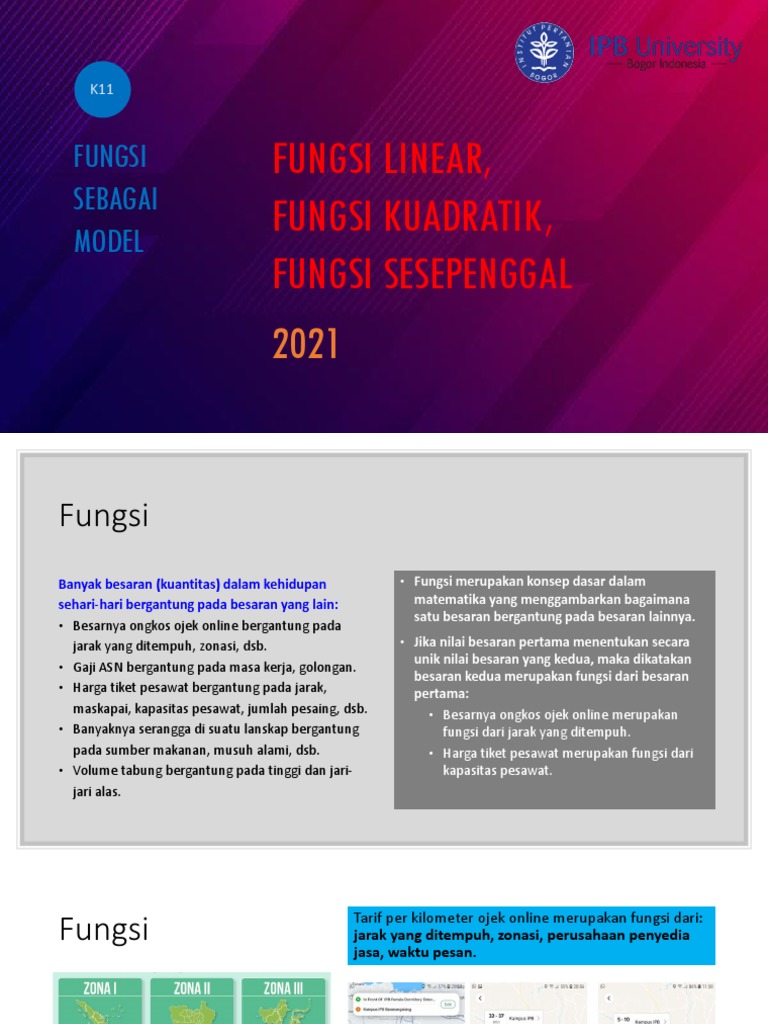 MBL K11 Fungsi Linear, Fungsi Kuadratik, Fungsi Sesepenggal - (NTK) | PDF
