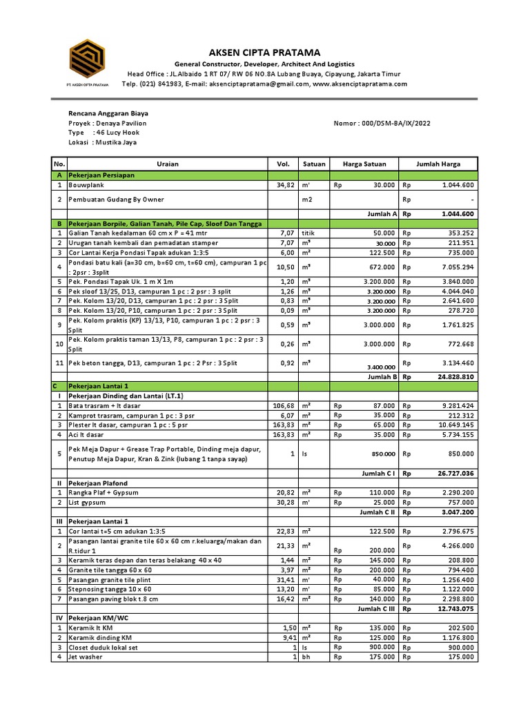 Pengajuan RAB Lucy Hook | PDF