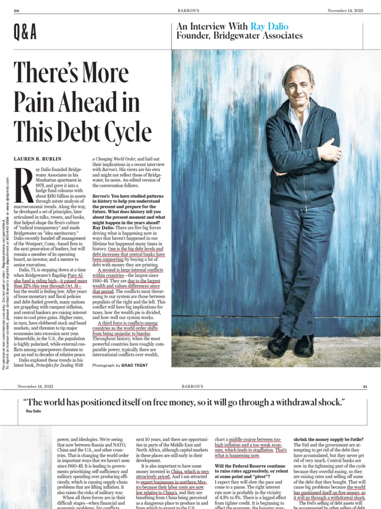 Ray Dalio Interview Barron S Pdf Debt Interest Rates
