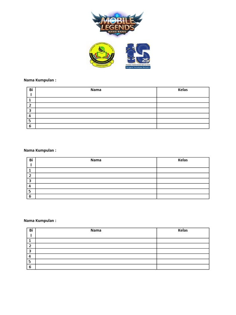 Borang Esport ML SKSA | PDF