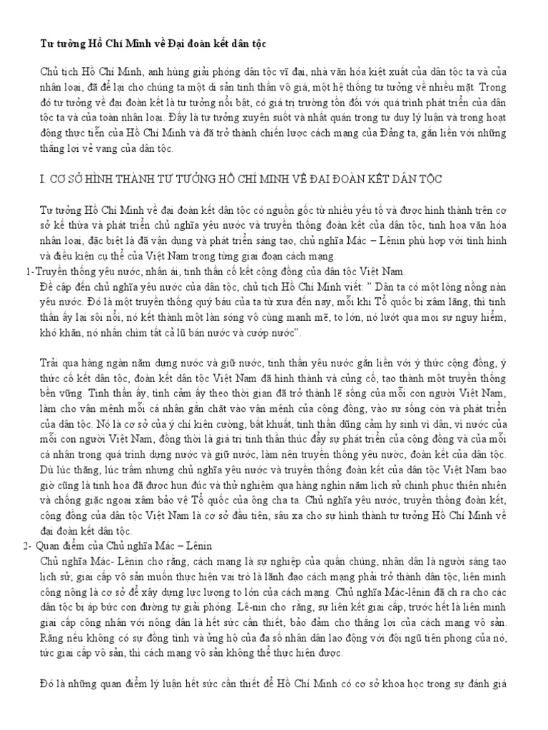 Tu Tuong Ho Chi Minh Ve Dai Doan Ket Dan Toc | PDF