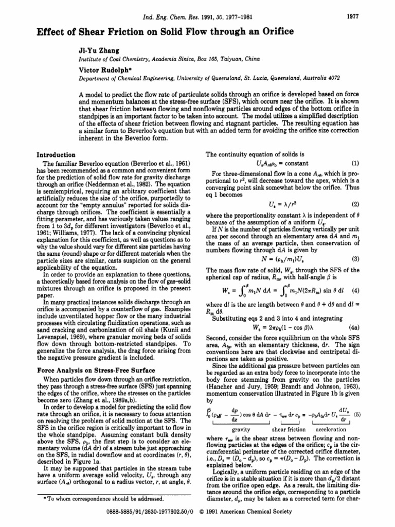 Effect of Shear Friction On Solid Flow Through An Orifice (1991) | PDF ...