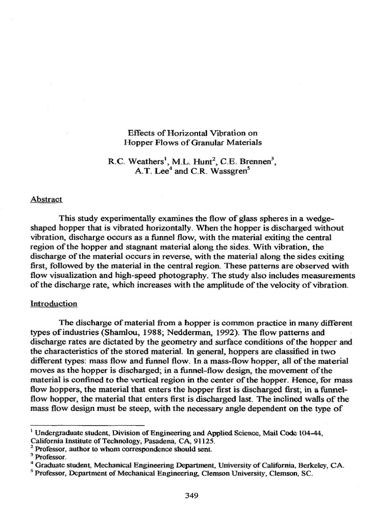 Effects of Horizontal Vibration On Hopper Flows of Granular Materials ...