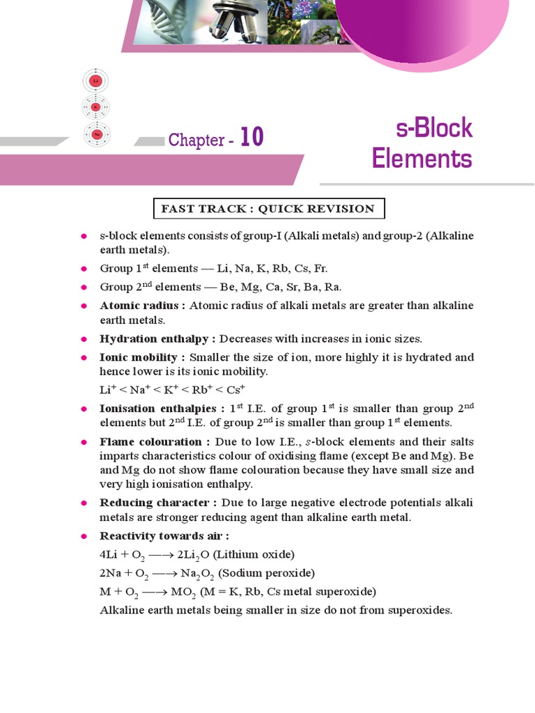 11 S - Block Element Study Notes | PDF | Hydroxide | Sodium Hydroxide