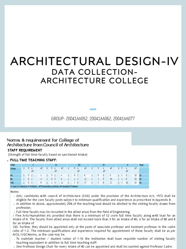 Architectural Design-Iv: Data Collection-Architecture College | PDF