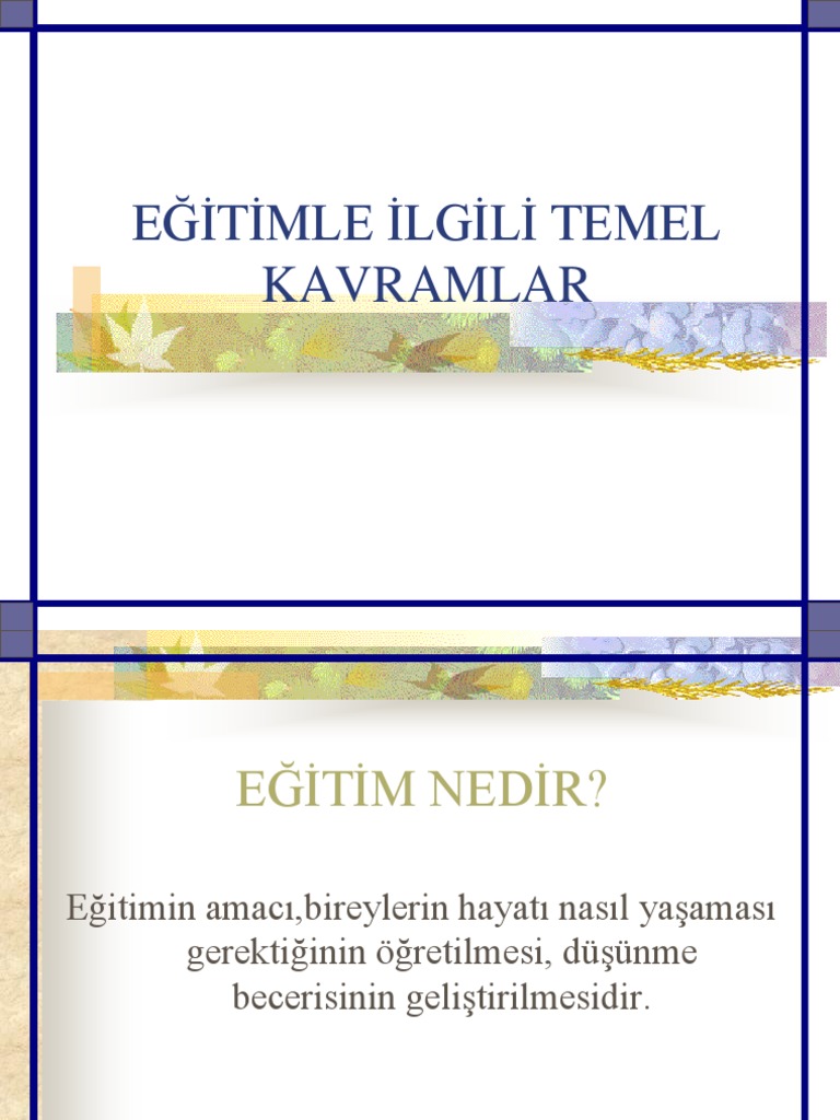 Egitimle Ilgili Temel Kavramlar P.point Sunulari | PDF