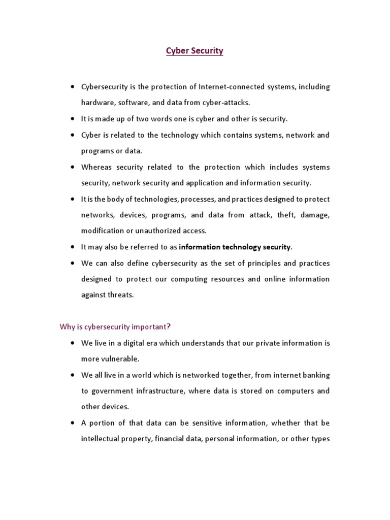 1 Cyber Security Intro | PDF | Security | Computer Security