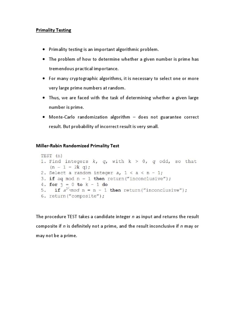 Primality Testing Algorithm Pdf Prime Number Number Theory 2800
