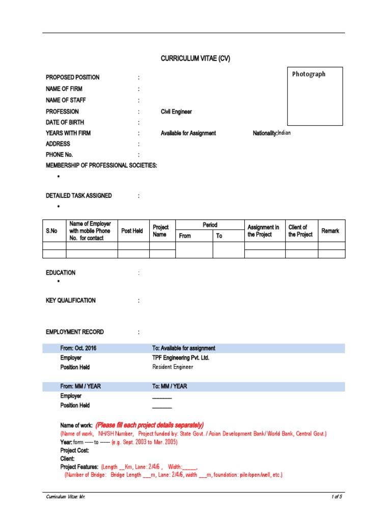 CV Format | Download Free PDF | Economic Sectors
