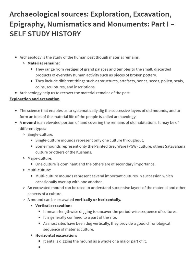 Archaeological Sources Exploration, Excavation, Epigraphy, Numismatics ...