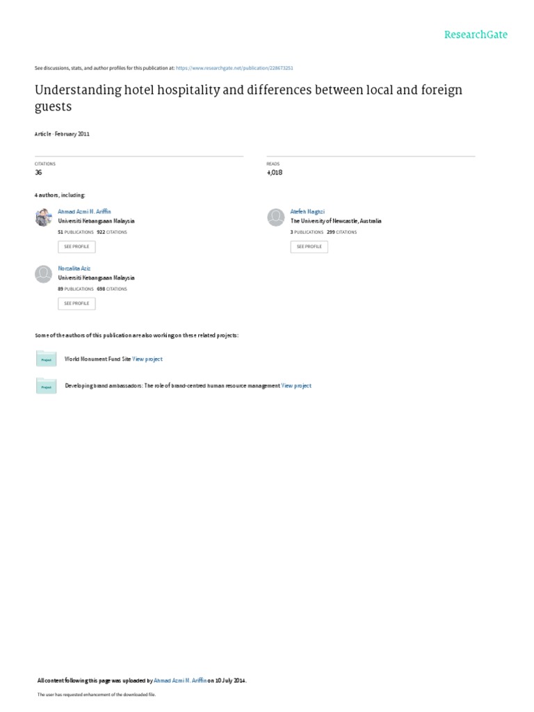 Understanding Hotel Hospitality and Differences Be | PDF | Factor Analysis