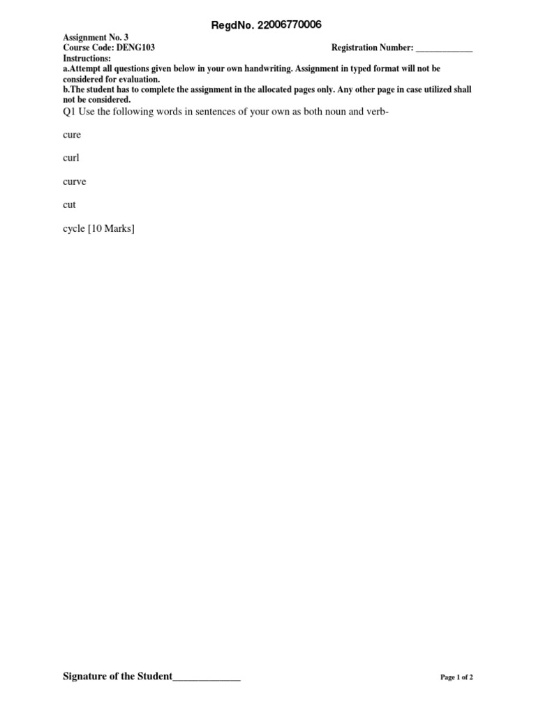 Assignment Front Page Template | PDF | Teaching Methods & Materials