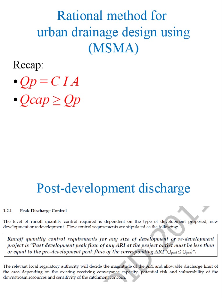 Rational Method For MSMA 2nd Ed | PDF | Drainage Basin | Chemical ...
