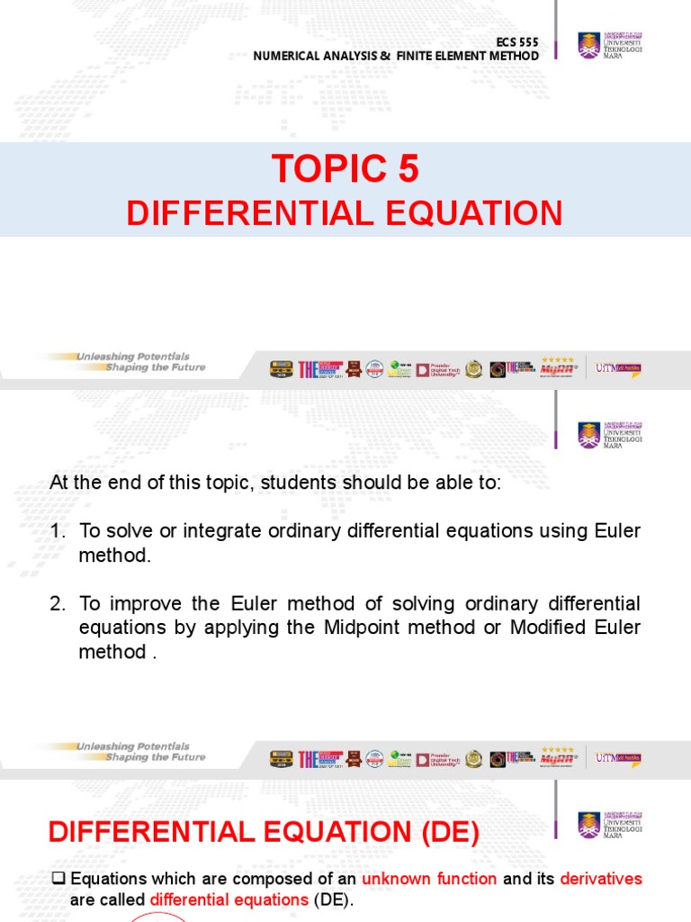Week 9 - Topic 5 - ODE | PDF | Ordinary Differential Equation ...