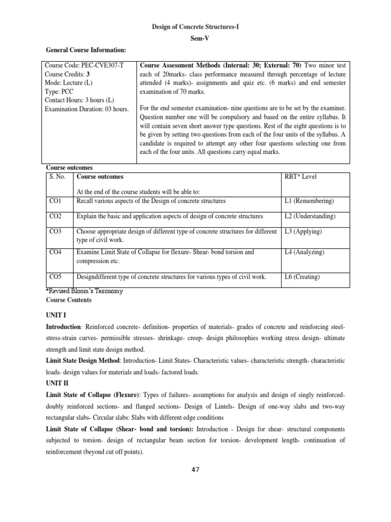 Syllabus of DCS-I | PDF | Beam (Structure) | Bending Syllabus of DCS-I | PDF | Beam (Structure) | Bending