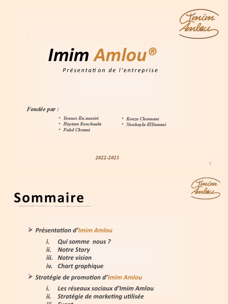 Amlou®: Présentation de L'entreprise | PDF | Publicité | Marque