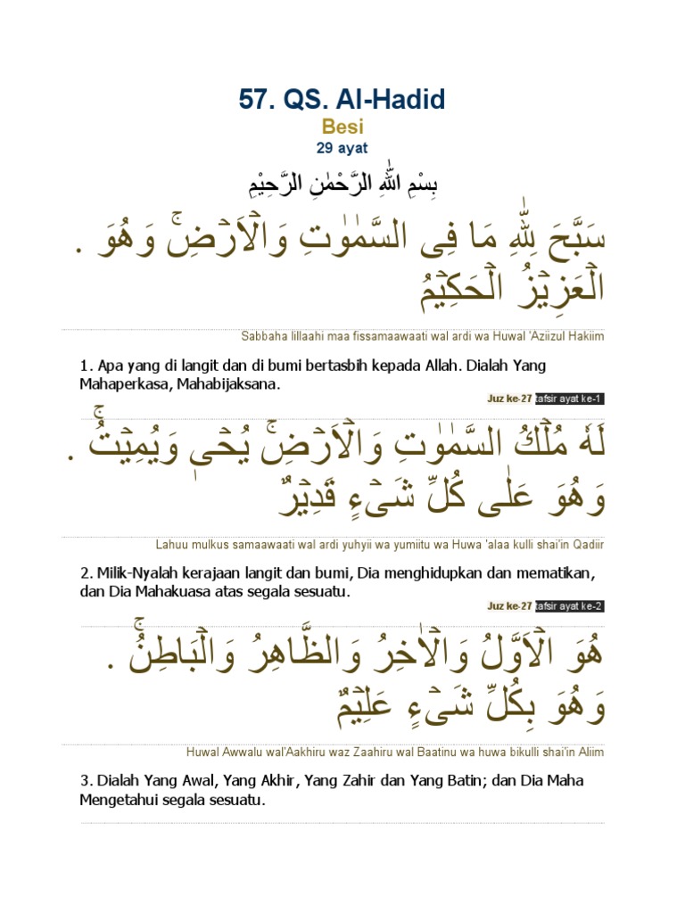 Tafsir Singkat Surah Al-Hadid | PDF