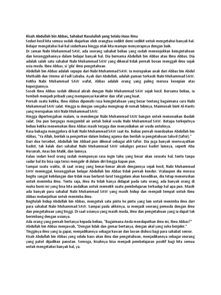 Kisah Abdullah Bin Abbas | PDF