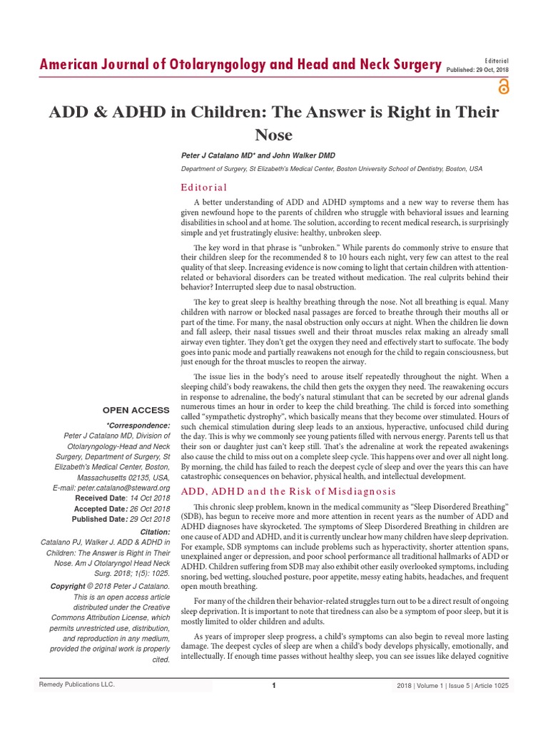 Add Adhd in Children The Answer Is Right in Their Nose | PDF | Attention Deficit Hyperactivity ...