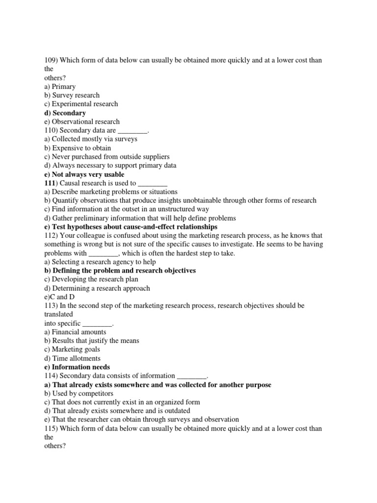 BRM MCQ 03 | Download Free PDF | Sampling (Statistics) | Marketing Research