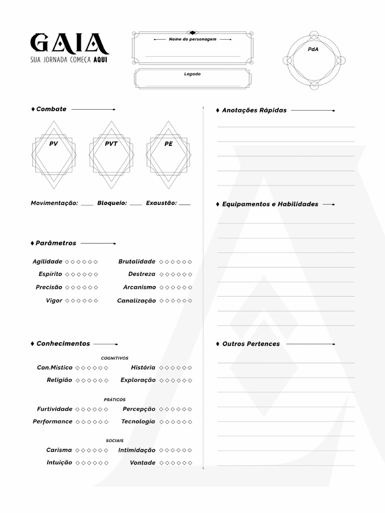 Gaia - O Prelúdio - Ficha - Beta-Não-Editável | PDF