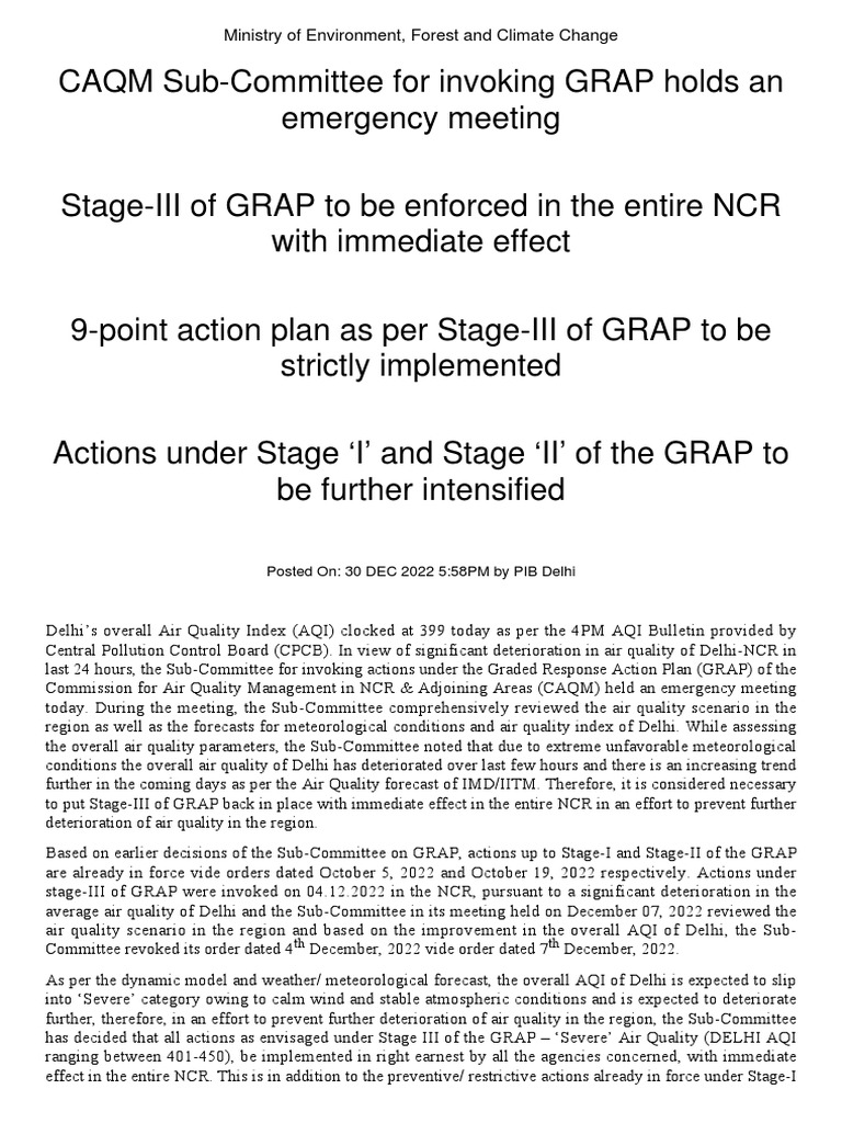 NCR Air Quality Emergency Measures | PDF | Road | Air Pollution