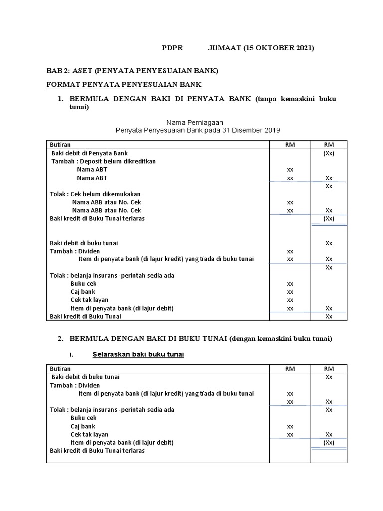 Format Penyata Penyesuaian Bank | PDF