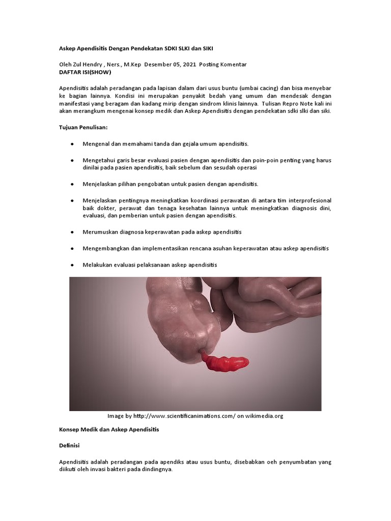 Askep Apendisitis Dengan Pendekatan SDKI SLKI Dan | PDF