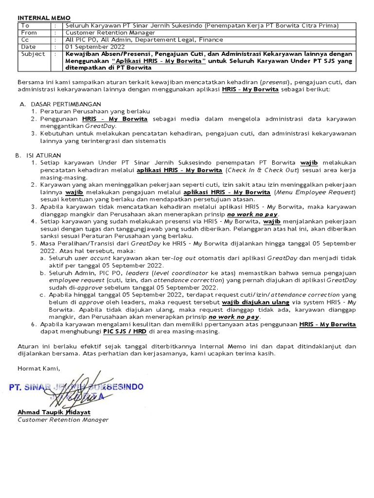 PENGGUNAAN SISTEM HRIS BARU | PDF