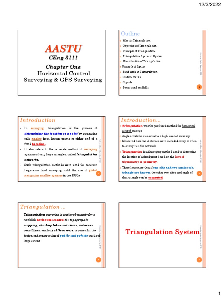 1 Chapter One Horizontal Control Surveying and GPS Surveying Students | PDF | Surveying | Triangle
