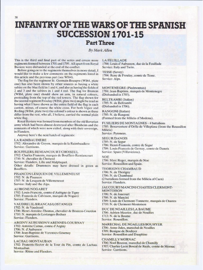 French Army Spanish War of Succession Part 3 | PDF