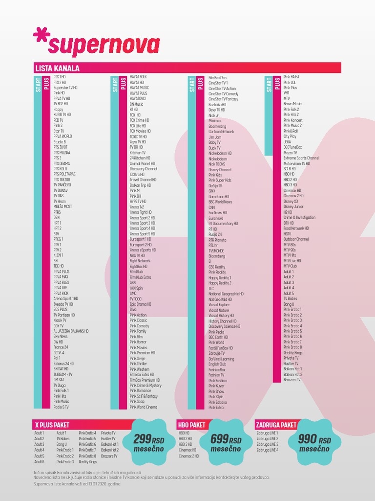 Supernova Nova Programska Sema | PDF | Television | Telecommunications