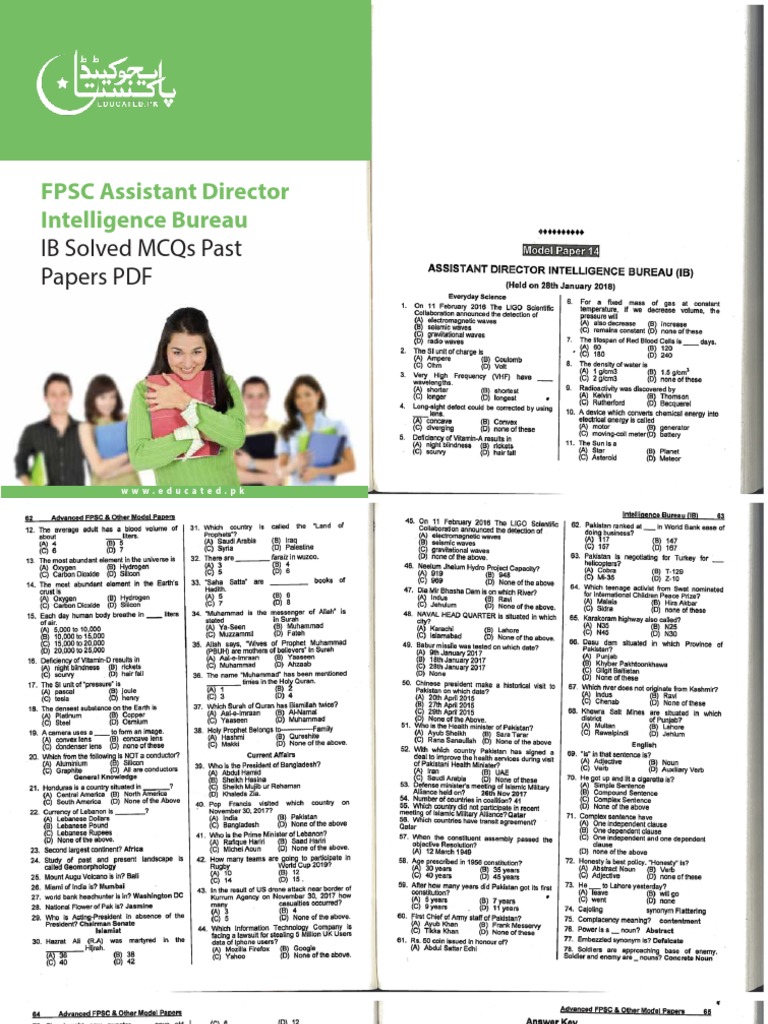 FPSC Assistant Director Intelligence Bureau IB Solved MCQs Past Papers PDF | PDF