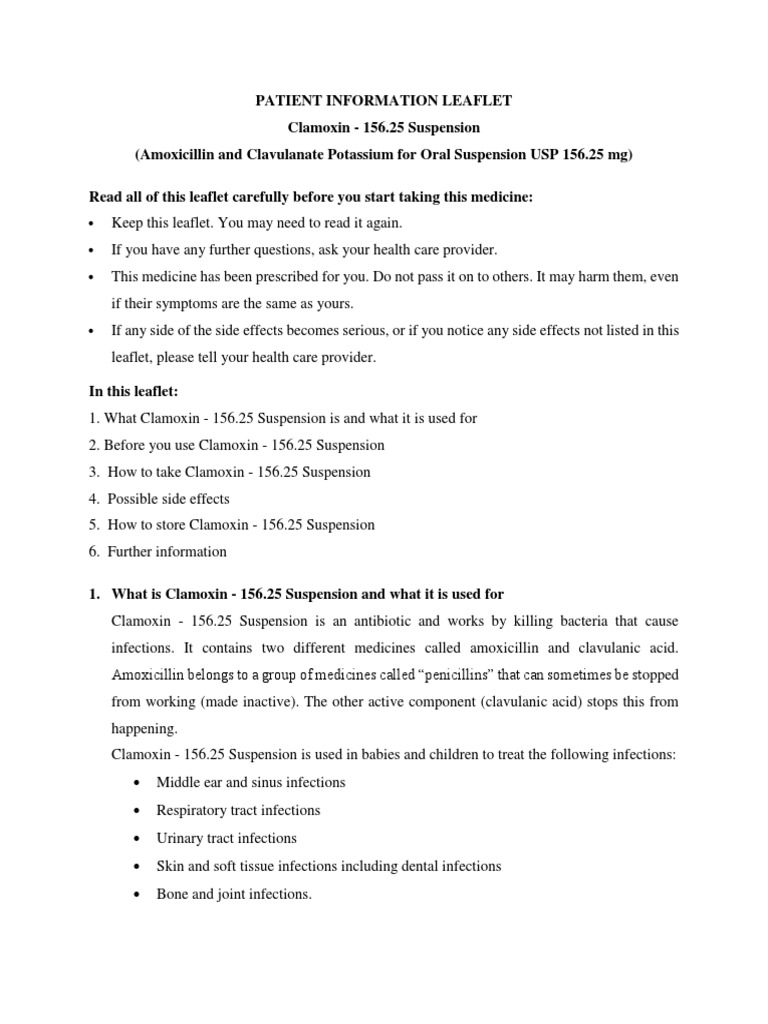 Clamoxin 156-25mg Suspension (Amoxicillin and Clavulanate Potassium ...