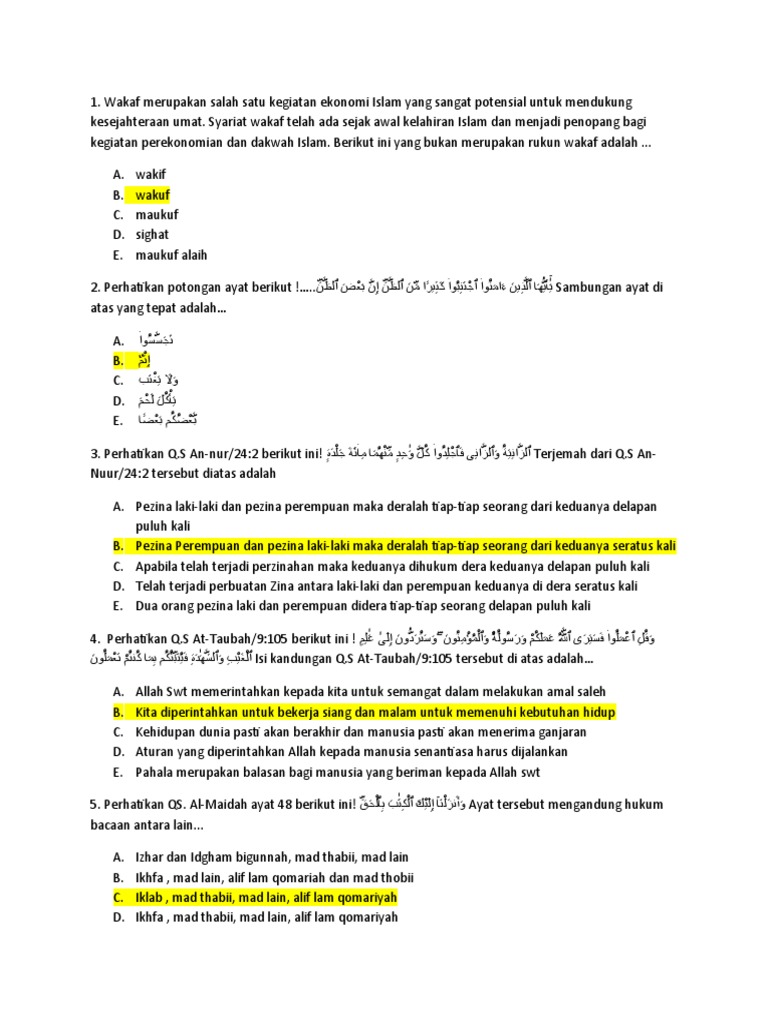 Latihan Us Pabk | PDF