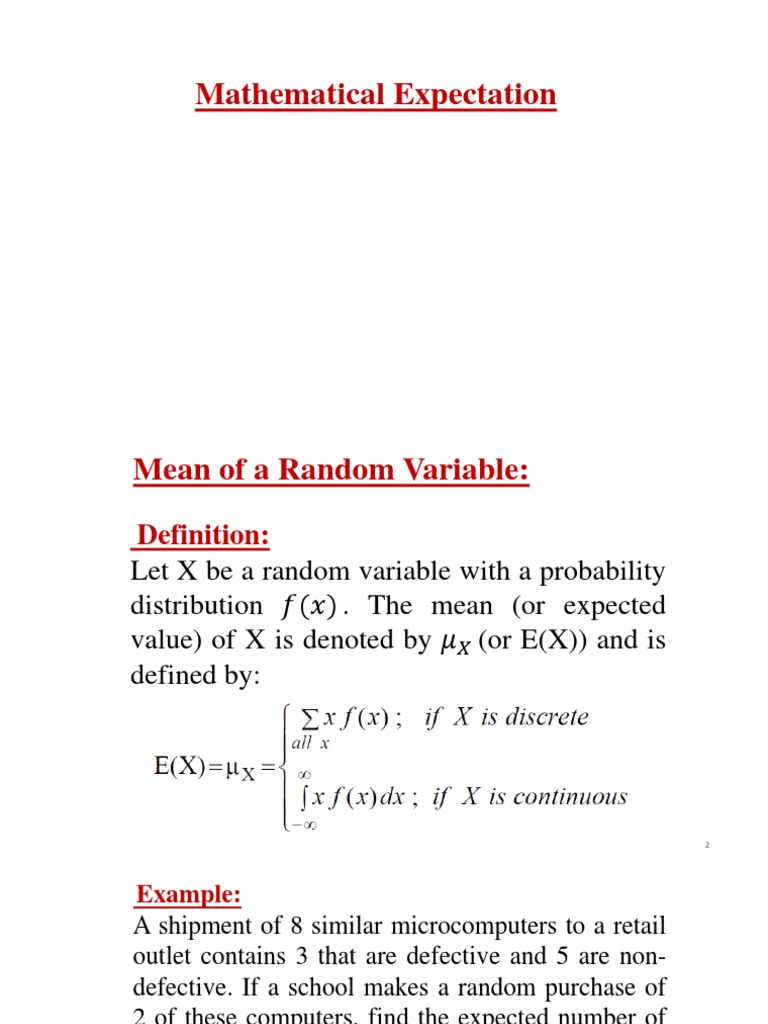 Mathematical Expectation | PDF | Variance | Expected Value